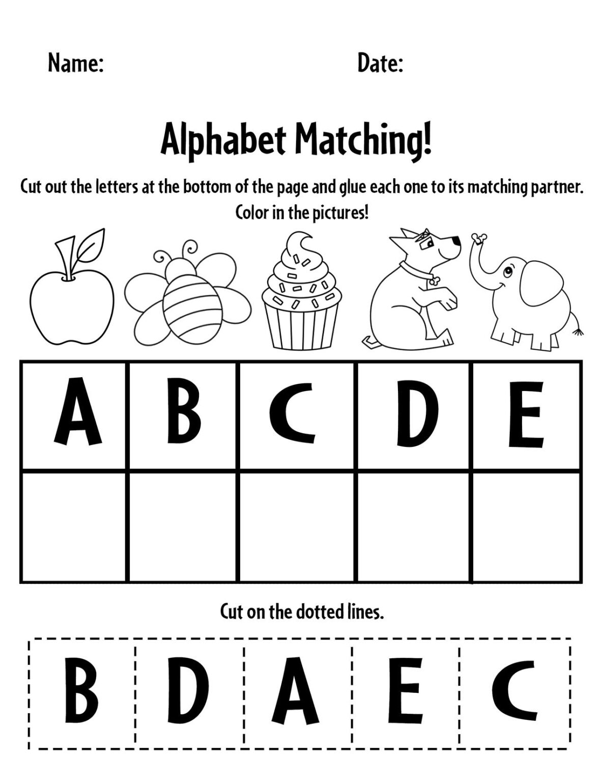 Free Alphabet Matching A-Z Worksheets for Preschool ⋆ The Hollydog Blog