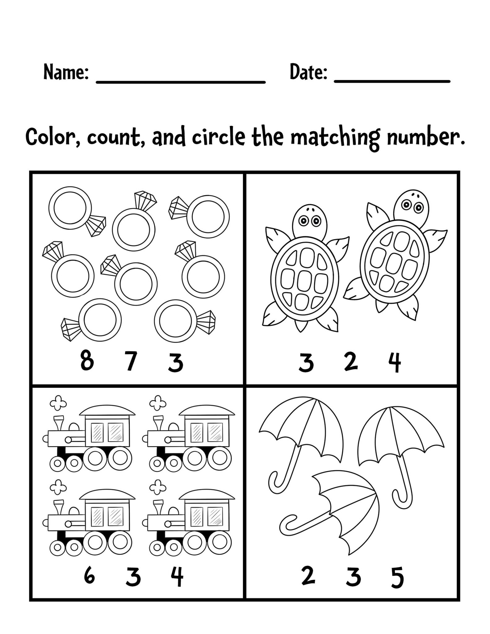 Free Counting Sheets for Preschool ⋆ The Hollydog Blog