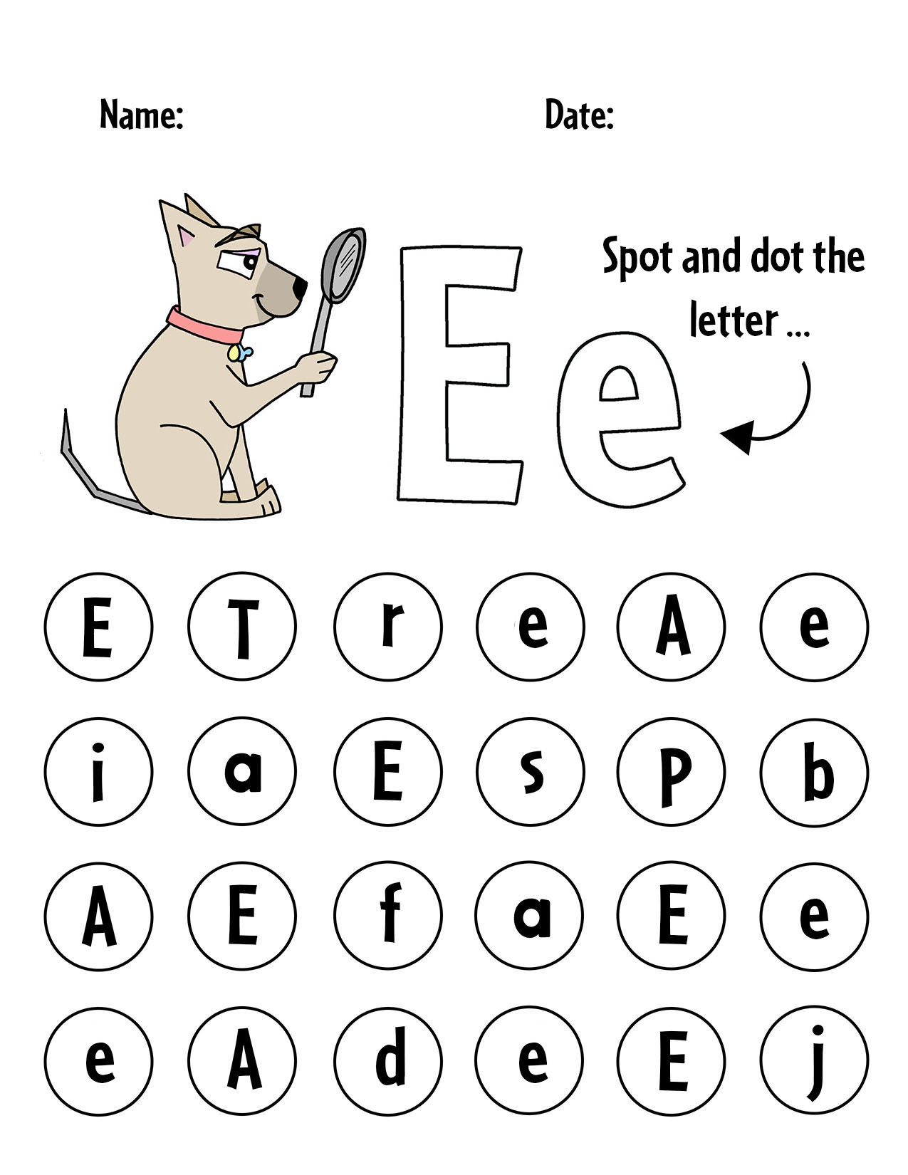 Free Letter Recognition Worksheets for Preschool! ⋆ The Hollydog Blog