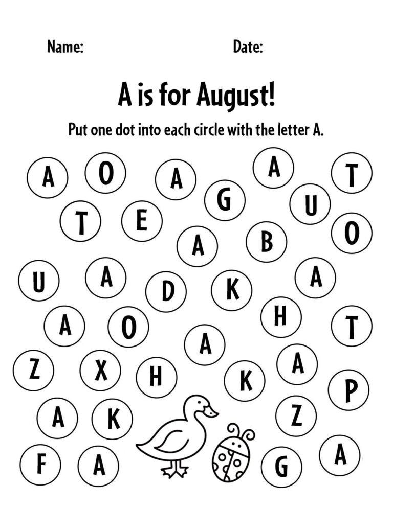 Free August Worksheets for Preschool! ⋆ The Hollydog Blog