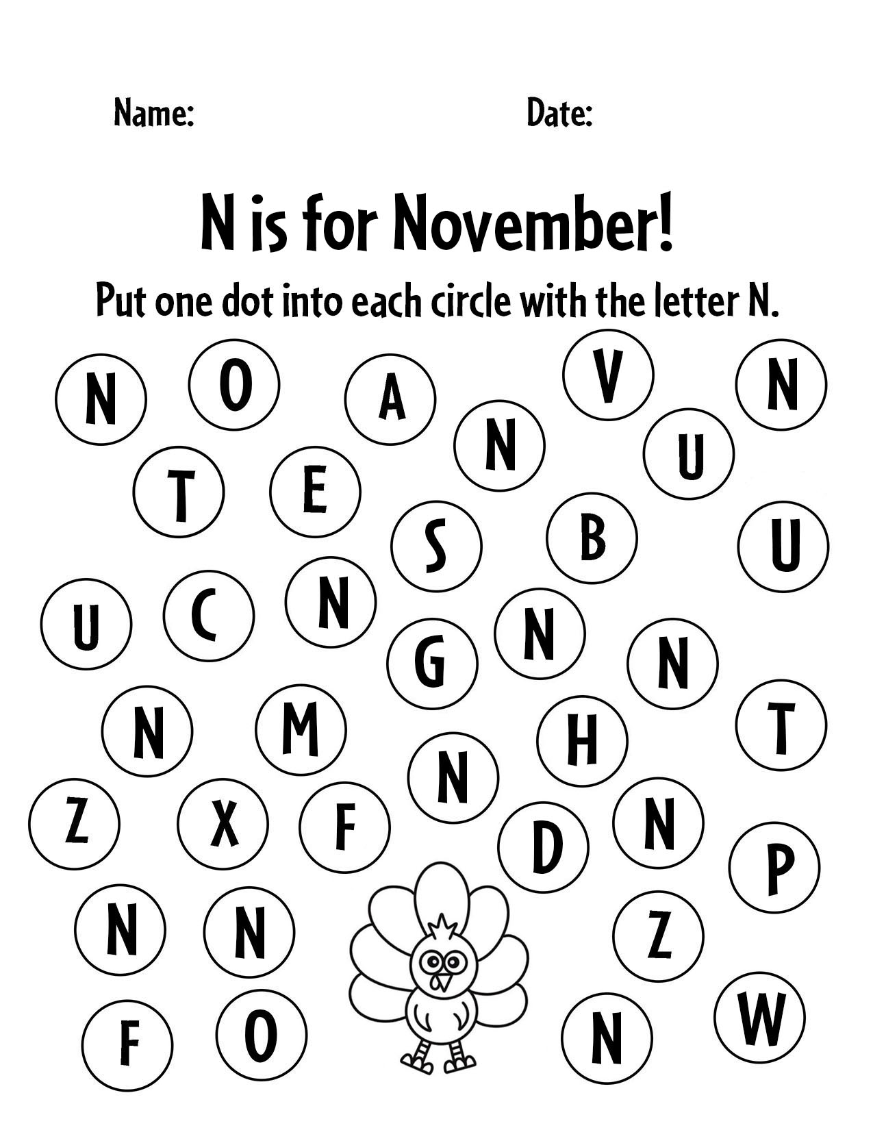 FREE November Worksheets for Preschool! ⋆ The Hollydog Blog