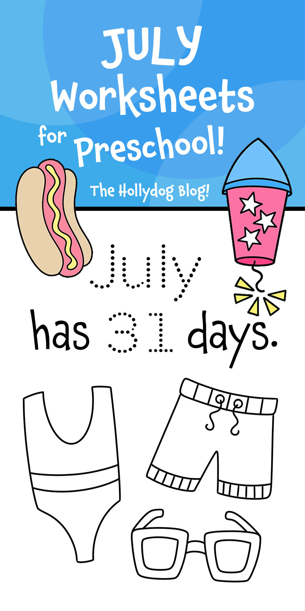 FREE July Worksheets for Preschool! ⋆ The Hollydog Blog