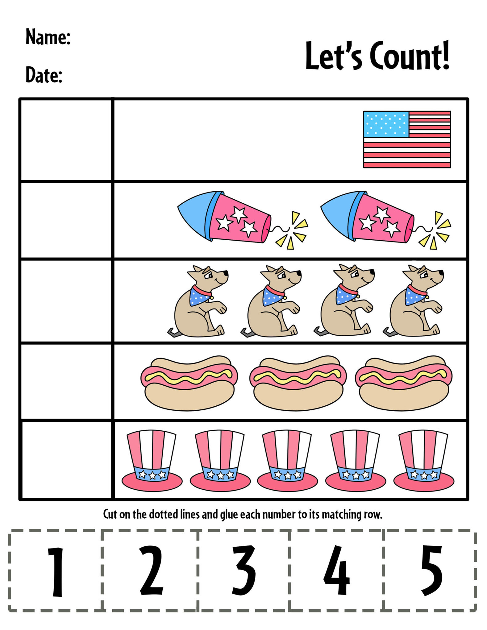 FREE July Worksheets for Preschool! ⋆ The Hollydog Blog
