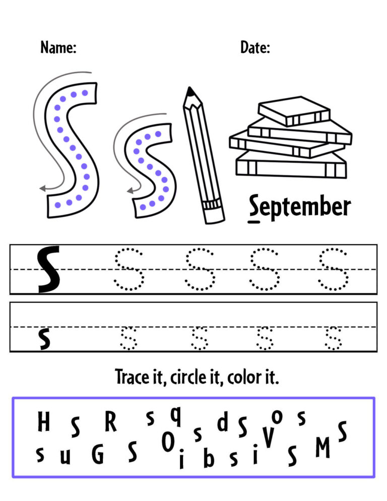 FREE September Worksheets for Preschool! ⋆ The Hollydog Blog