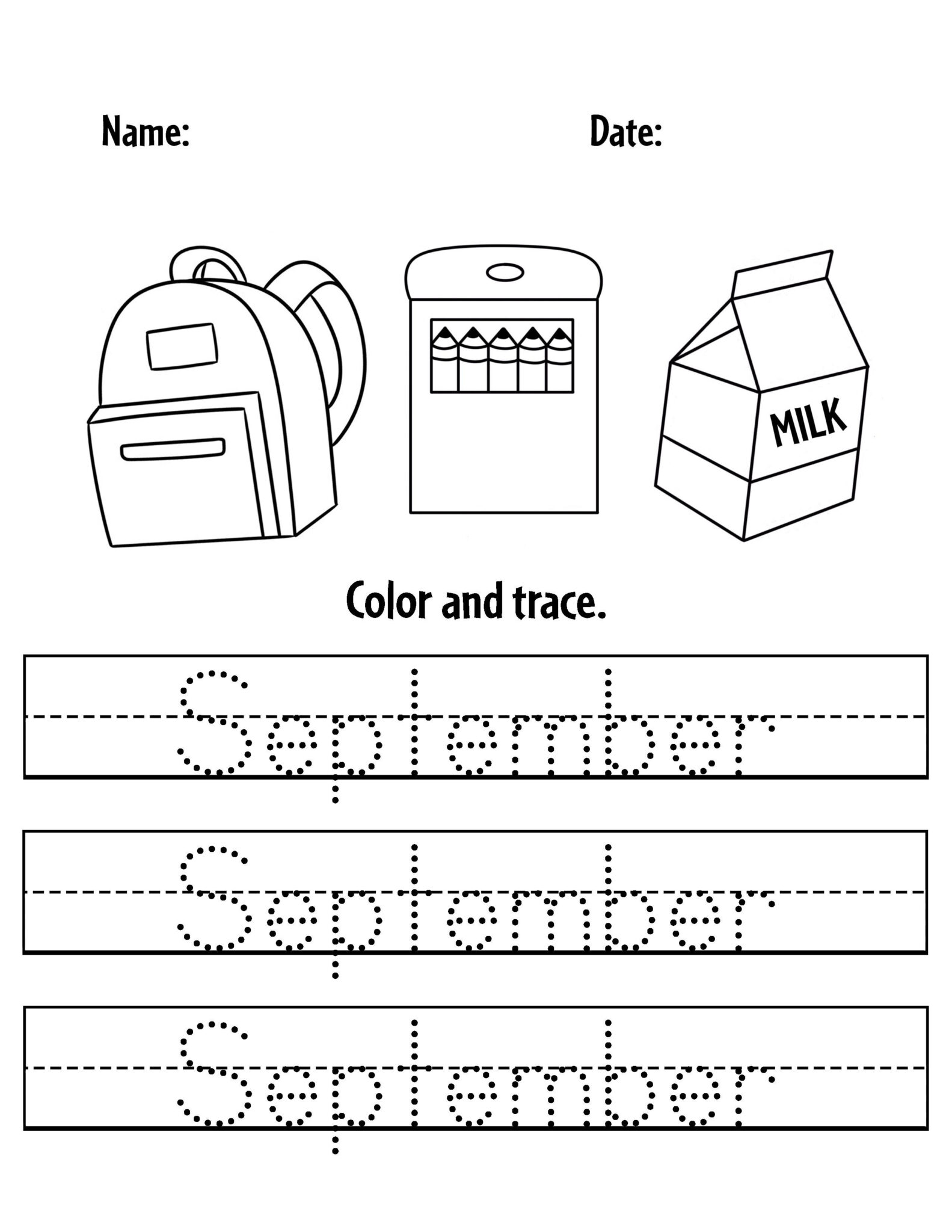 FREE September Worksheets for Preschool! ⋆ The Hollydog Blog