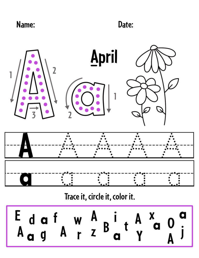 FREE April Worksheets for Preschool ⋆ The Hollydog Blog