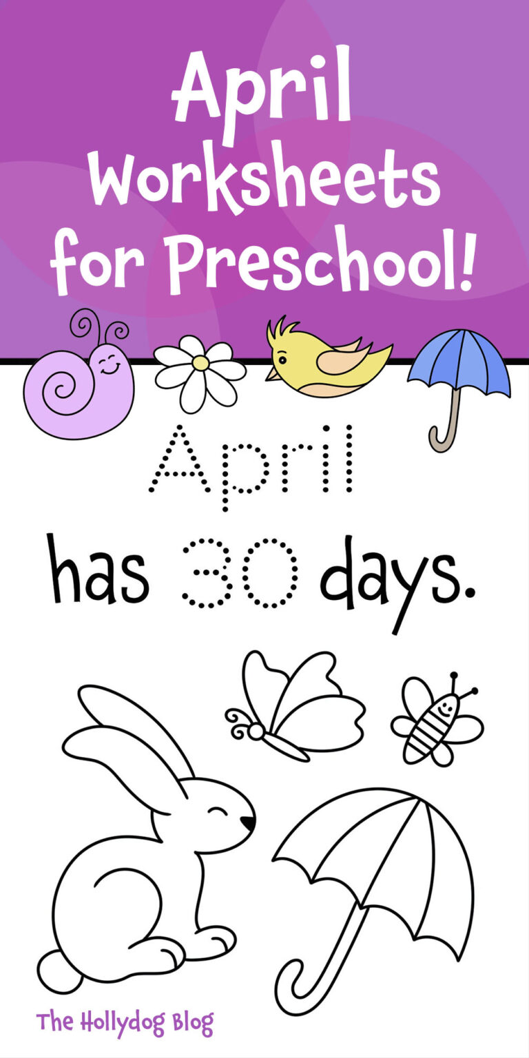 FREE April Worksheets for Preschool ⋆ The Hollydog Blog