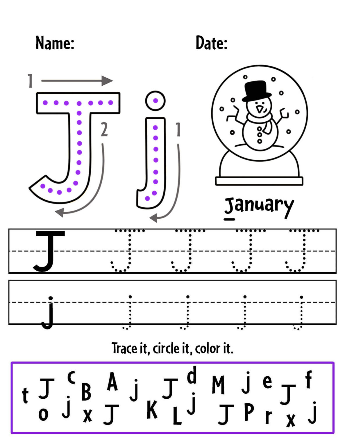 FREE January Worksheets for Preschool! ⋆ The Hollydog Blog