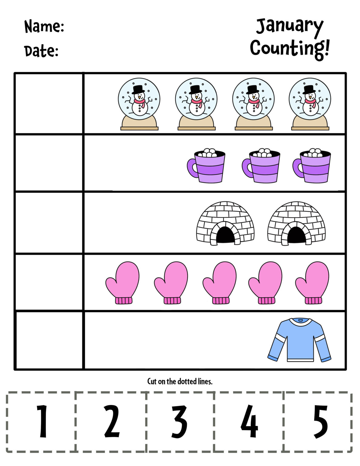 FREE January Worksheets for Preschool! ⋆ The Hollydog Blog