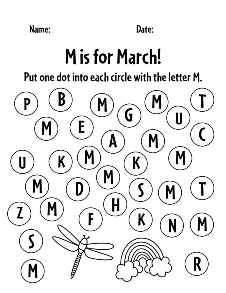 FREE March Worksheets for Preschool ⋆ The Hollydog Blog