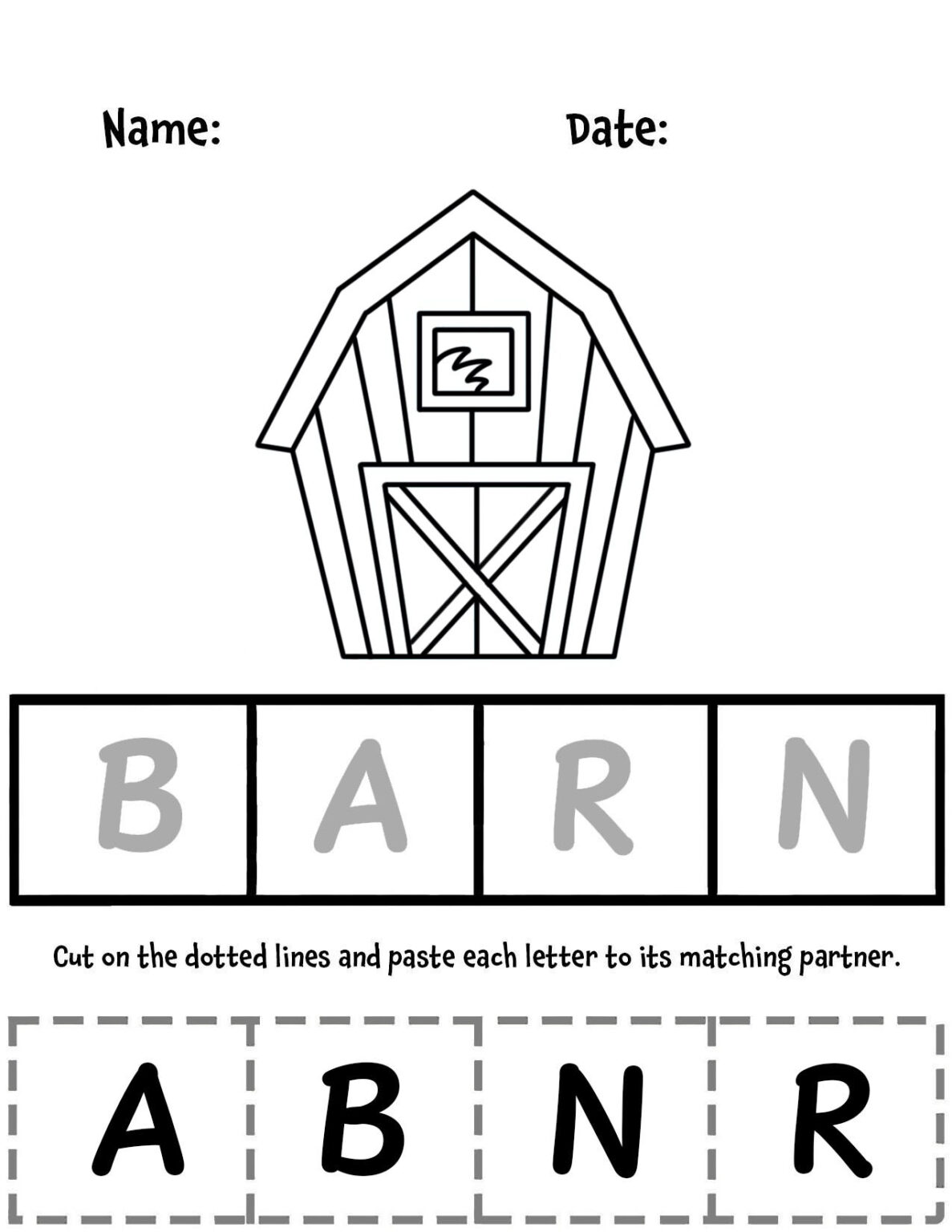 Free Letter Matching Cut and Paste Worksheets for Pre-K ⋆ The Hollydog Blog