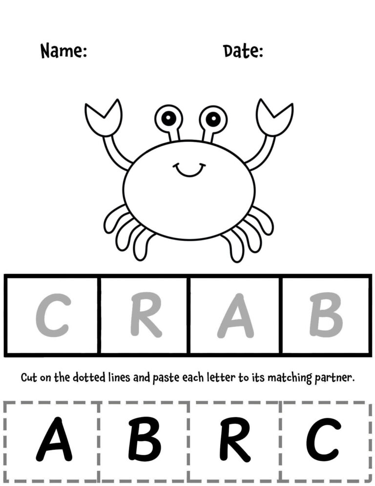 Free Letter Cut & Paste Worksheets for Pre-K ⋆ The Hollydog Blog
