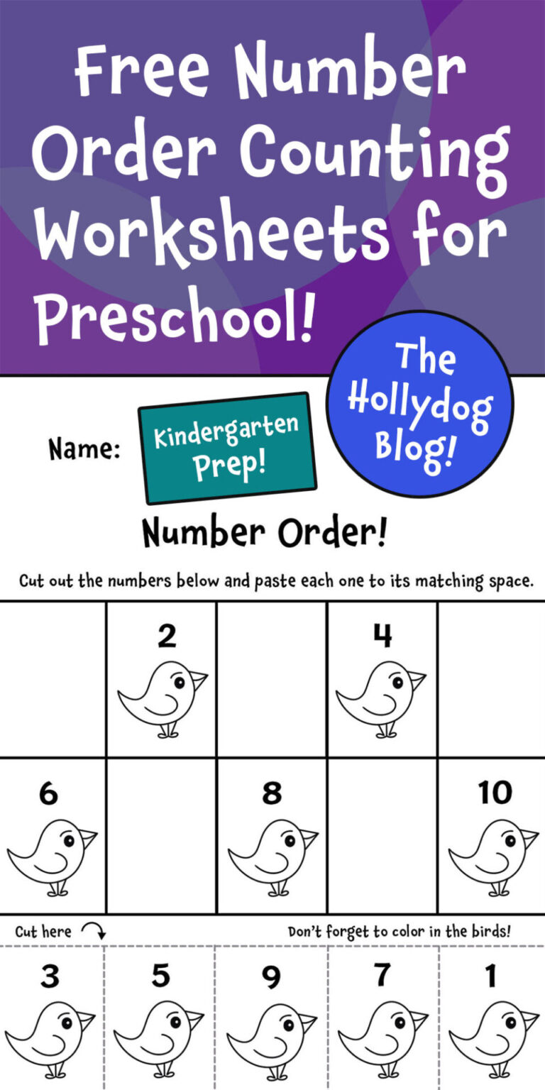 Free Number Order Counting Worksheets for Preschool! ⋆ The Hollydog Blog