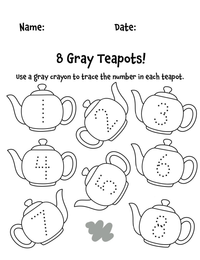 Free Gray Worksheets for Preschool (Color Learning) ⋆ The Hollydog Blog