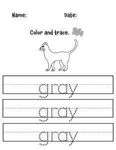 Free Gray Worksheets for Preschool (Color Learning) ⋆ The Hollydog Blog