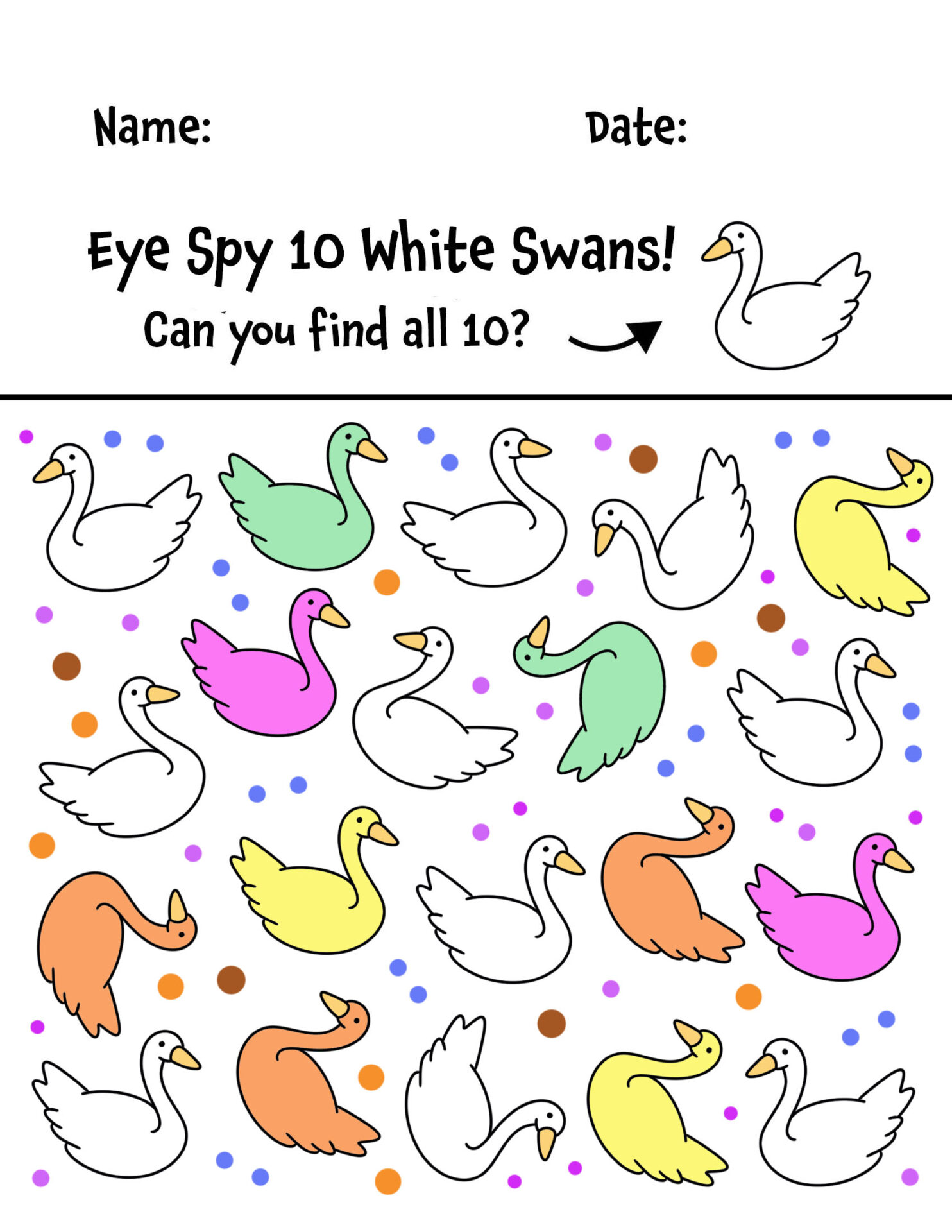 Free White Worksheets for Preschool (Color Learning) ⋆ The Hollydog Blog