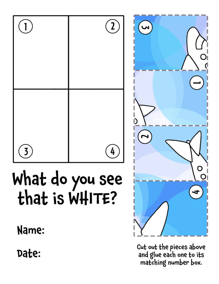Free White Worksheets for Preschool (Color Learning) ⋆ The Hollydog Blog