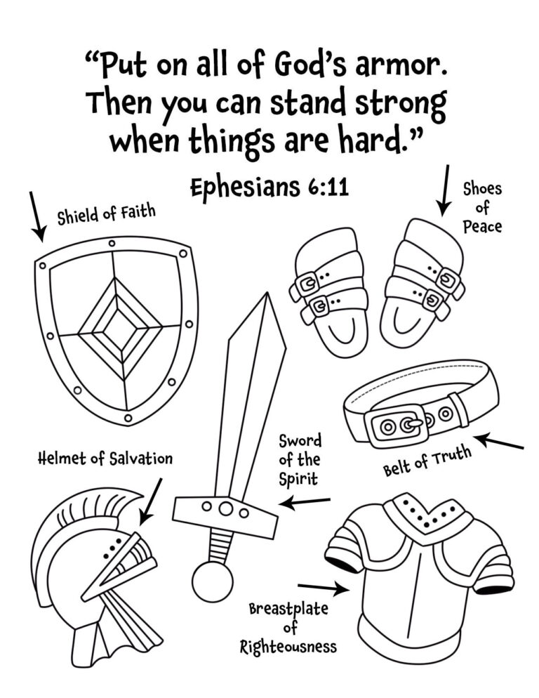 Free Armor of God Coloring Pages for Kids! ⋆ The Hollydog Blog