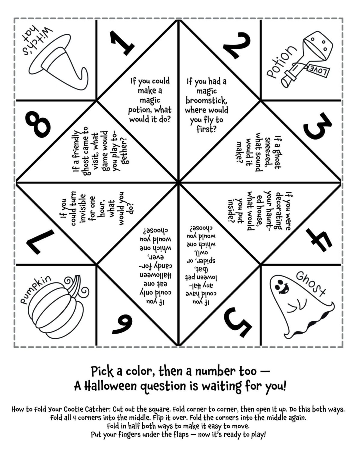 Free Halloween Cootie Catcher for Kids! ⋆ The Hollydog Blog