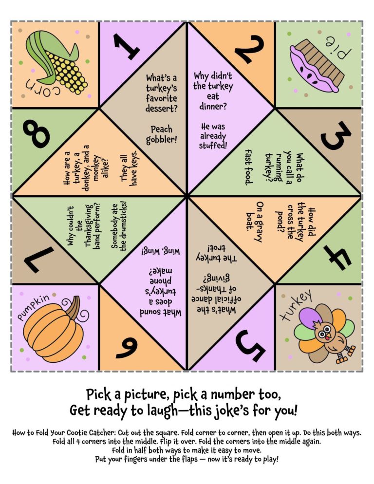 Fun & Free Thanksgiving Cootie Catcher for Kids! ⋆ The Hollydog Blog