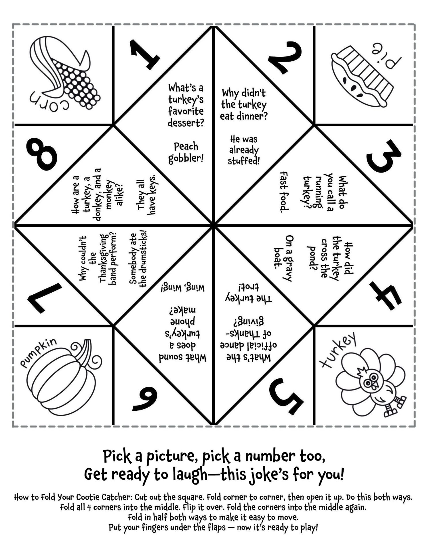 Fun & Free Thanksgiving Cootie Catcher for Kids! ⋆ The Hollydog Blog