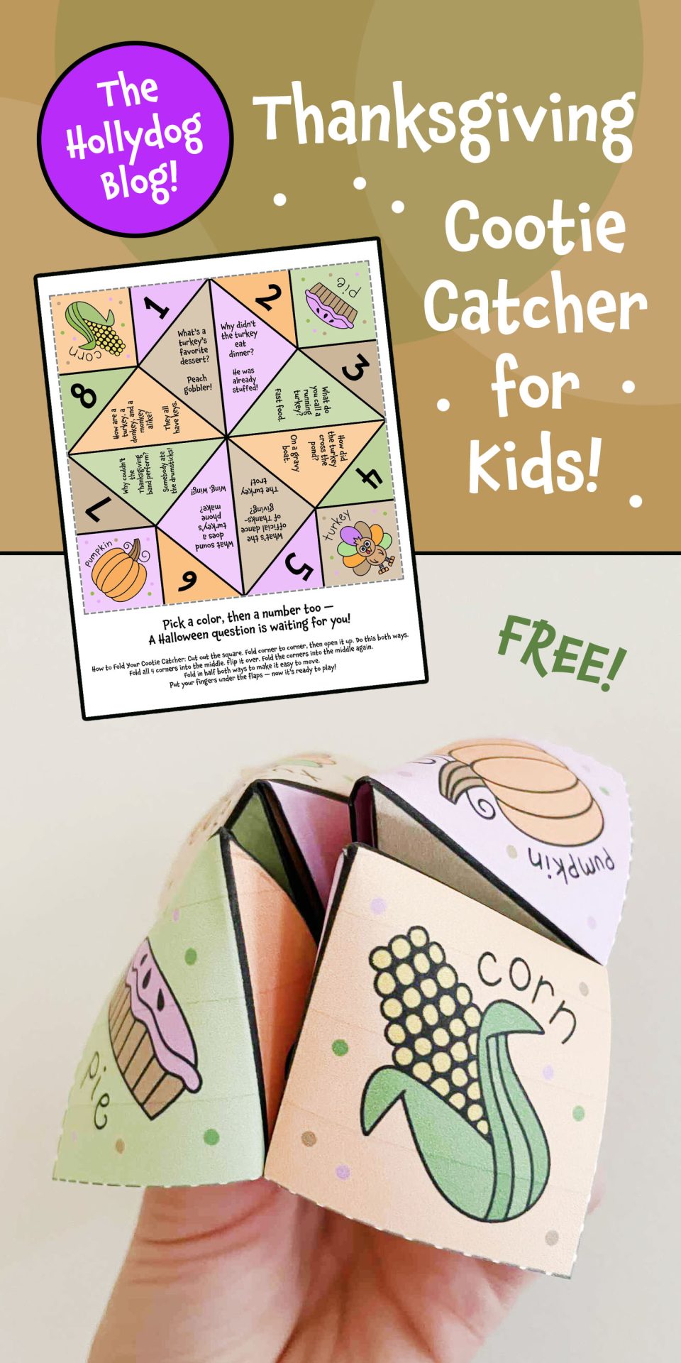 Fun & Free Thanksgiving Cootie Catcher for Kids! ⋆ The Hollydog Blog