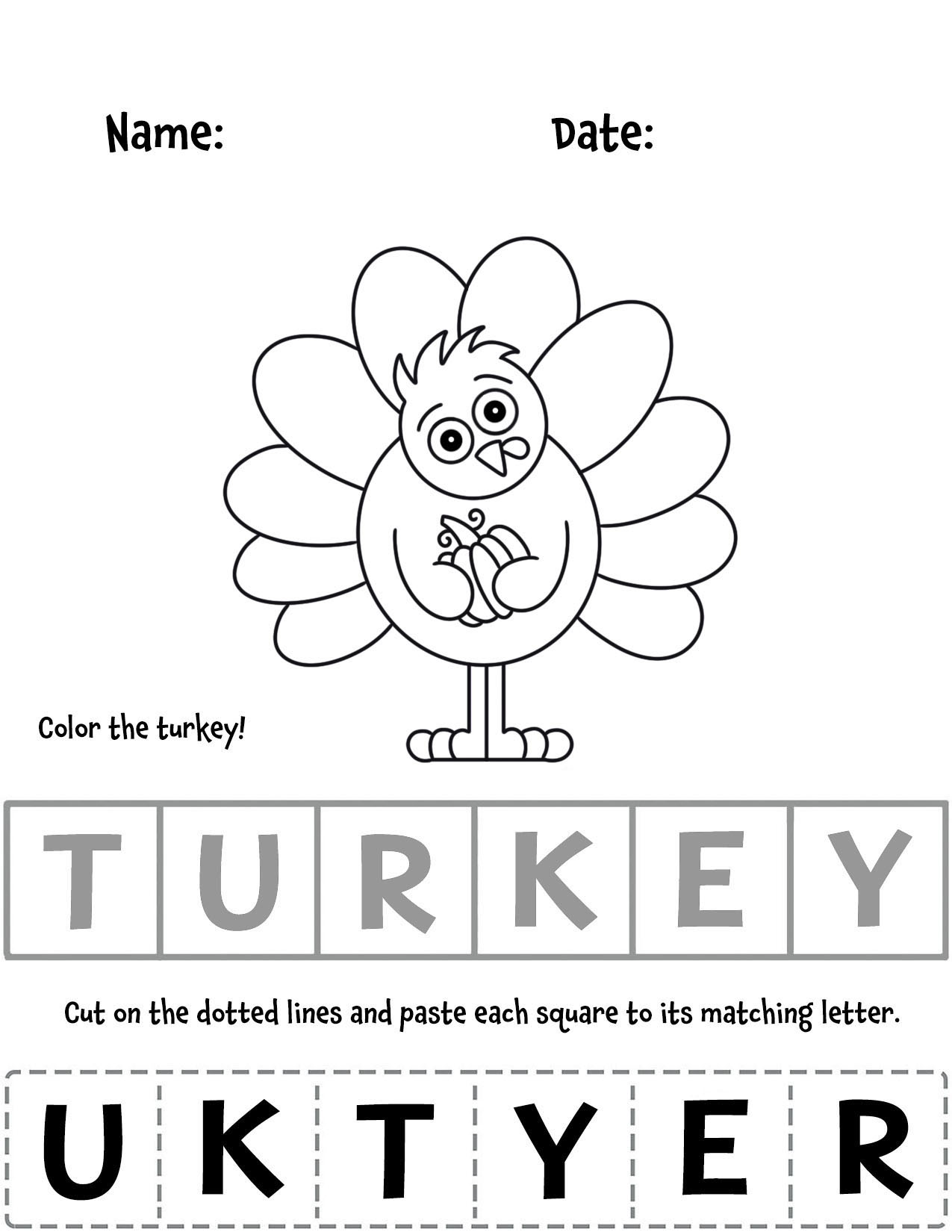 Free Turkey Worksheets for Preschool! ⋆ The Hollydog Blog