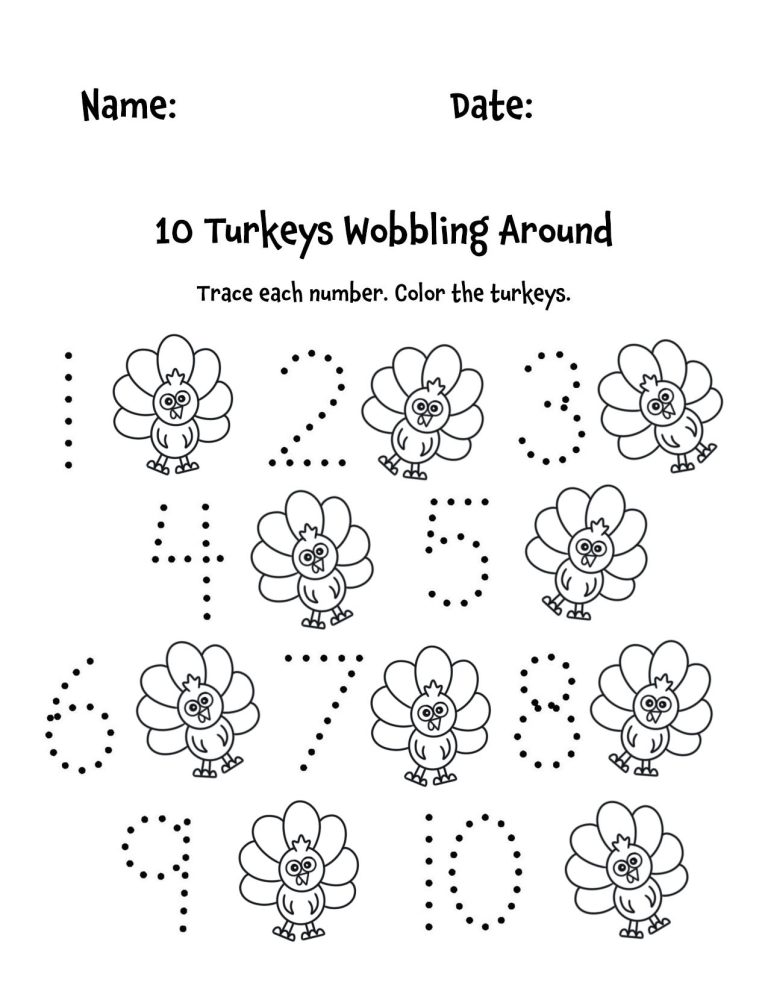 Free Turkey Worksheets for Preschool! ⋆ The Hollydog Blog
