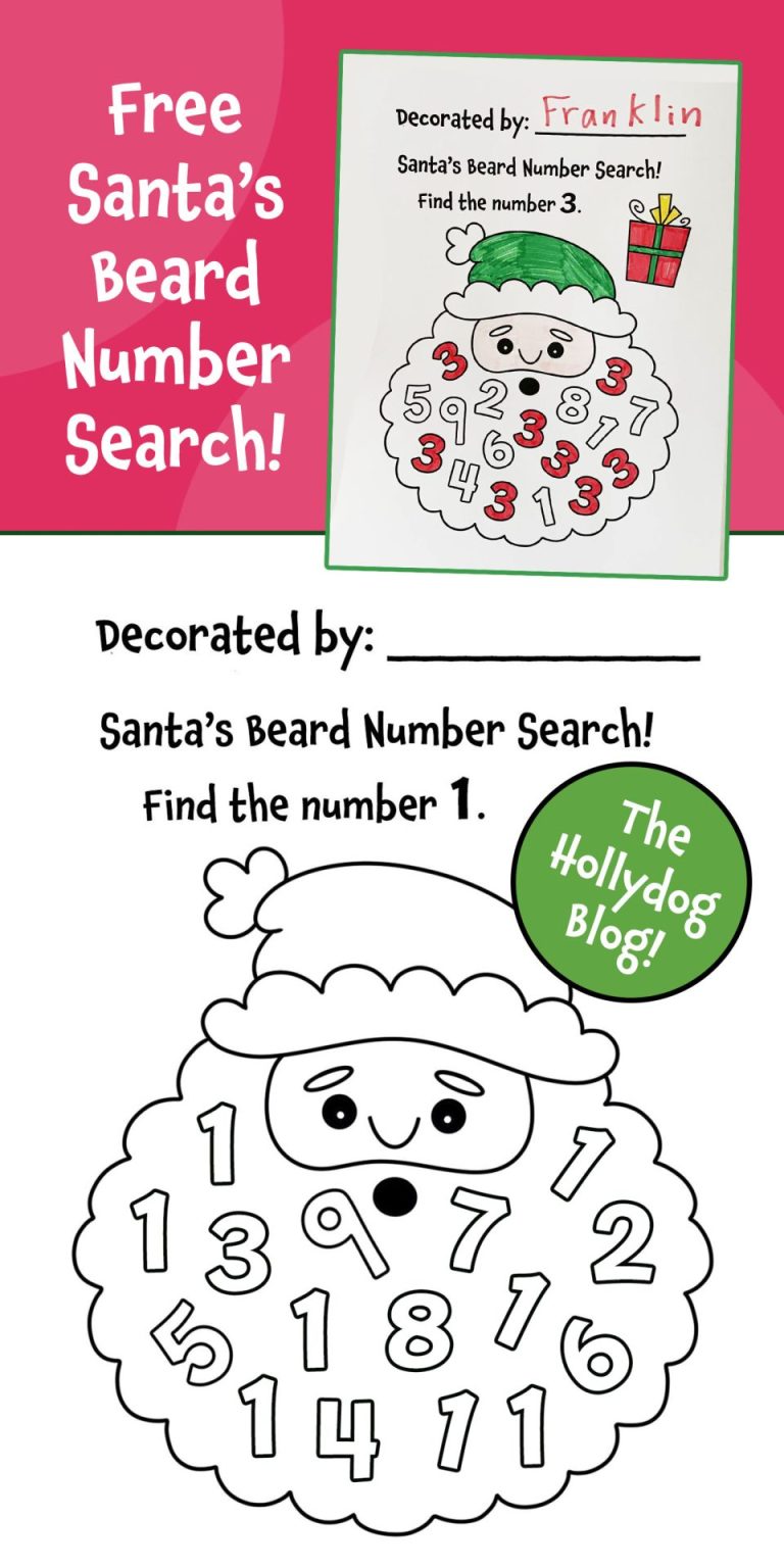 Free Santa’s Beard Number Search Printable for Preschool ⋆ The Hollydog ...