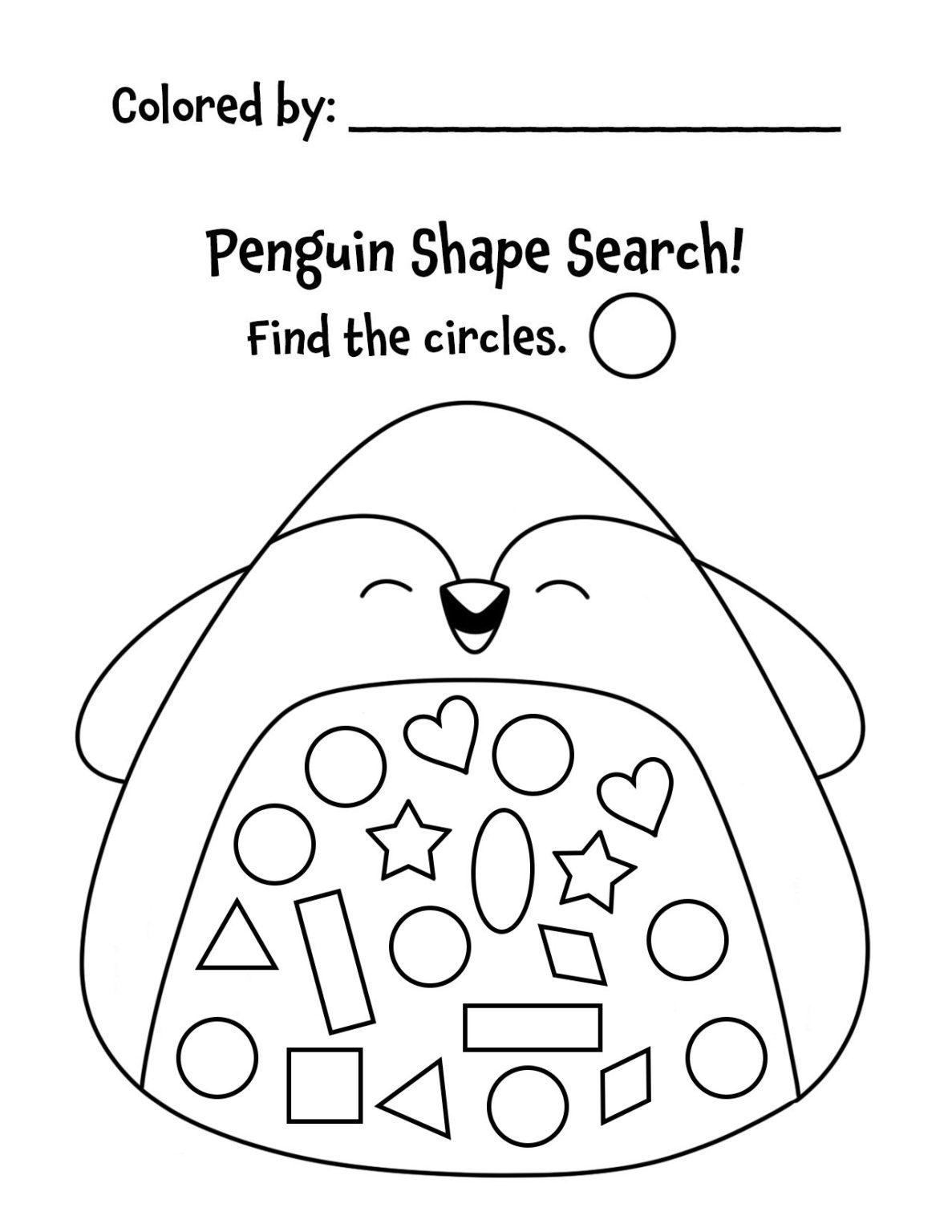 Free Penguin Shape Search Printables for Preschool (8 Shapes Included ...