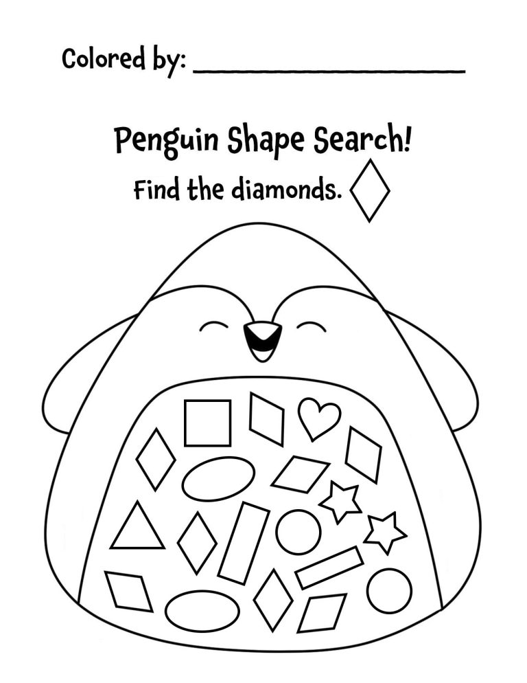 Free Penguin Shape Search Printables for Preschool (8 Shapes Included ...