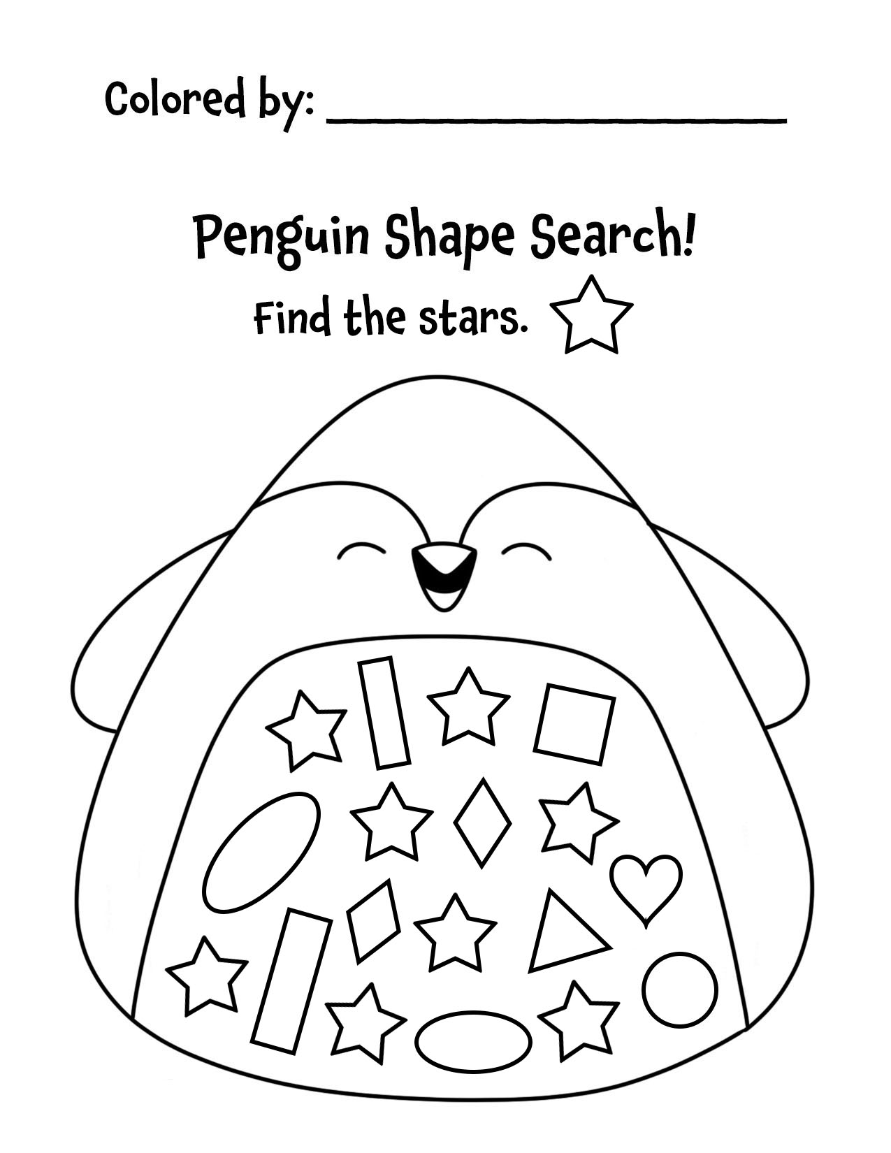 Free Penguin Shape Search Printables for Preschool (8 Shapes Included ...