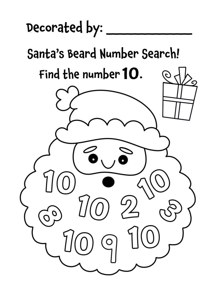 Free Santa’s Beard Number Search Printable for Preschool ⋆ The Hollydog ...