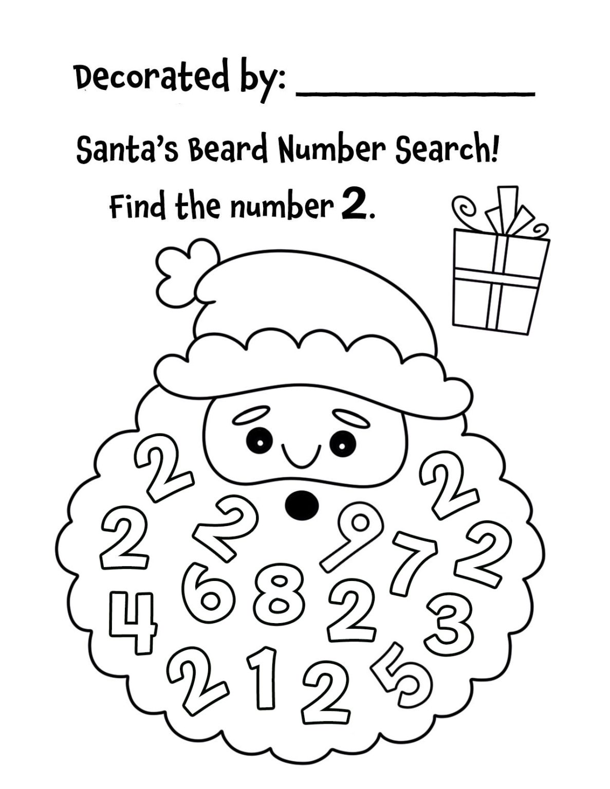 Free Santa’s Beard Number Search Printable for Preschool ⋆ The Hollydog ...