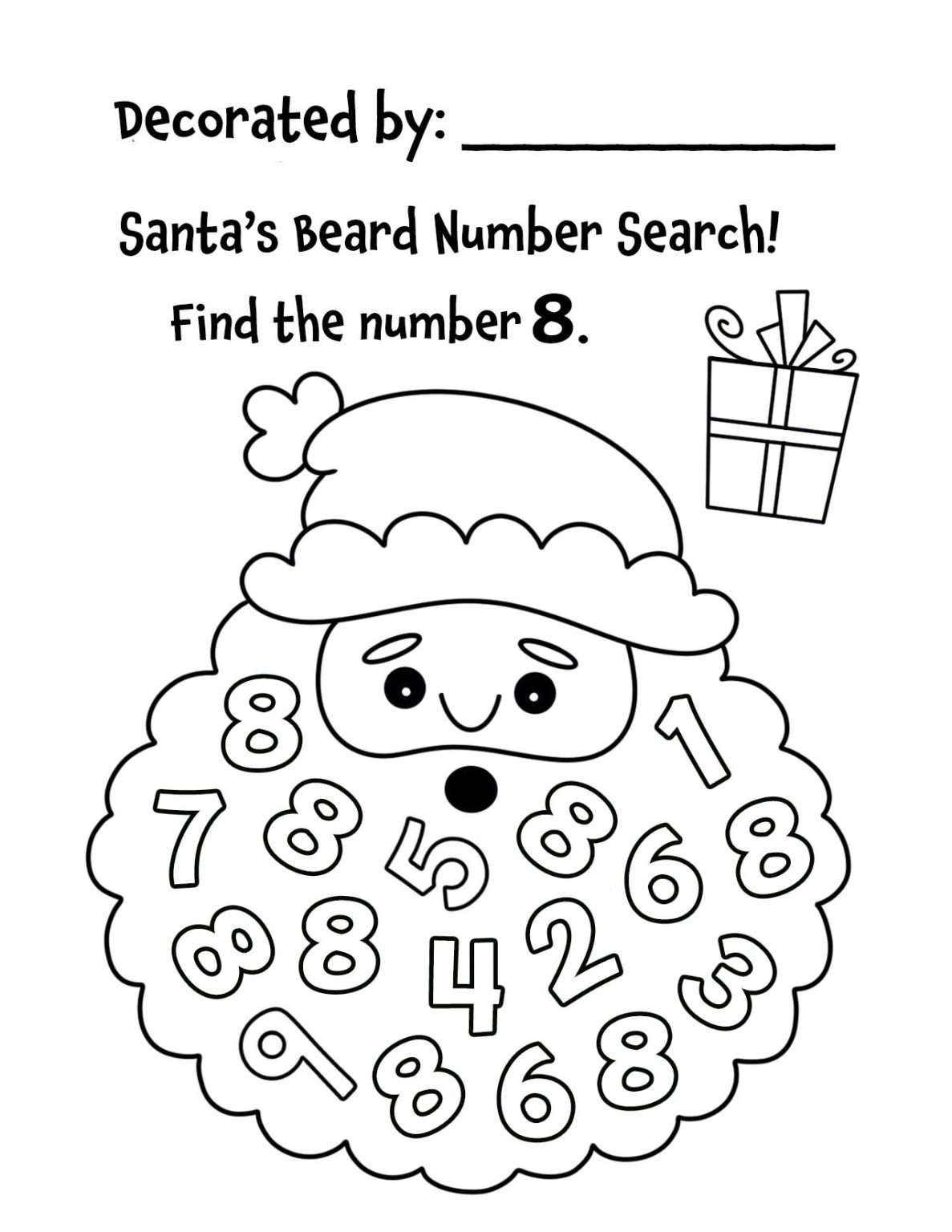 Free Santa’s Beard Number Search Printable for Preschool ⋆ The Hollydog ...