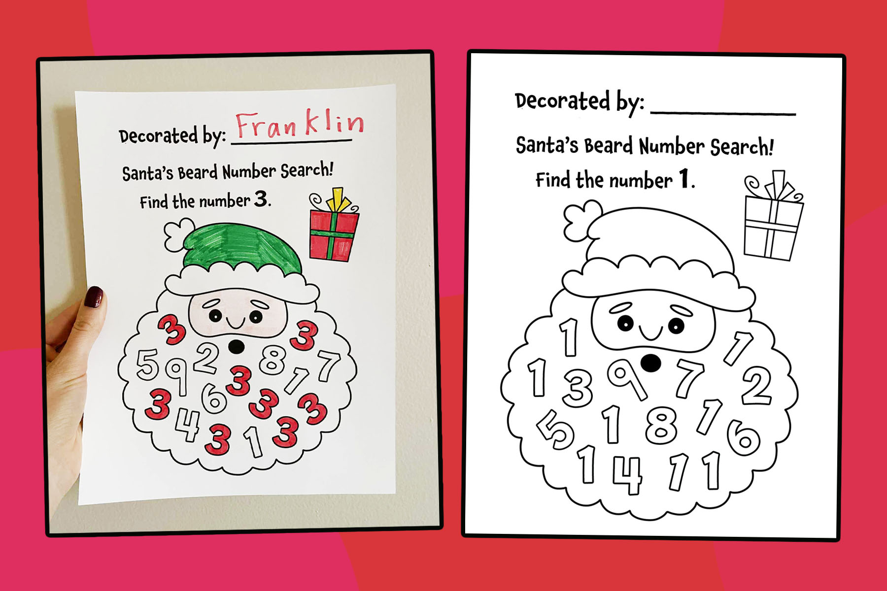 Free Santa’s Beard Number Search Printable for Preschool ⋆ The Hollydog ...