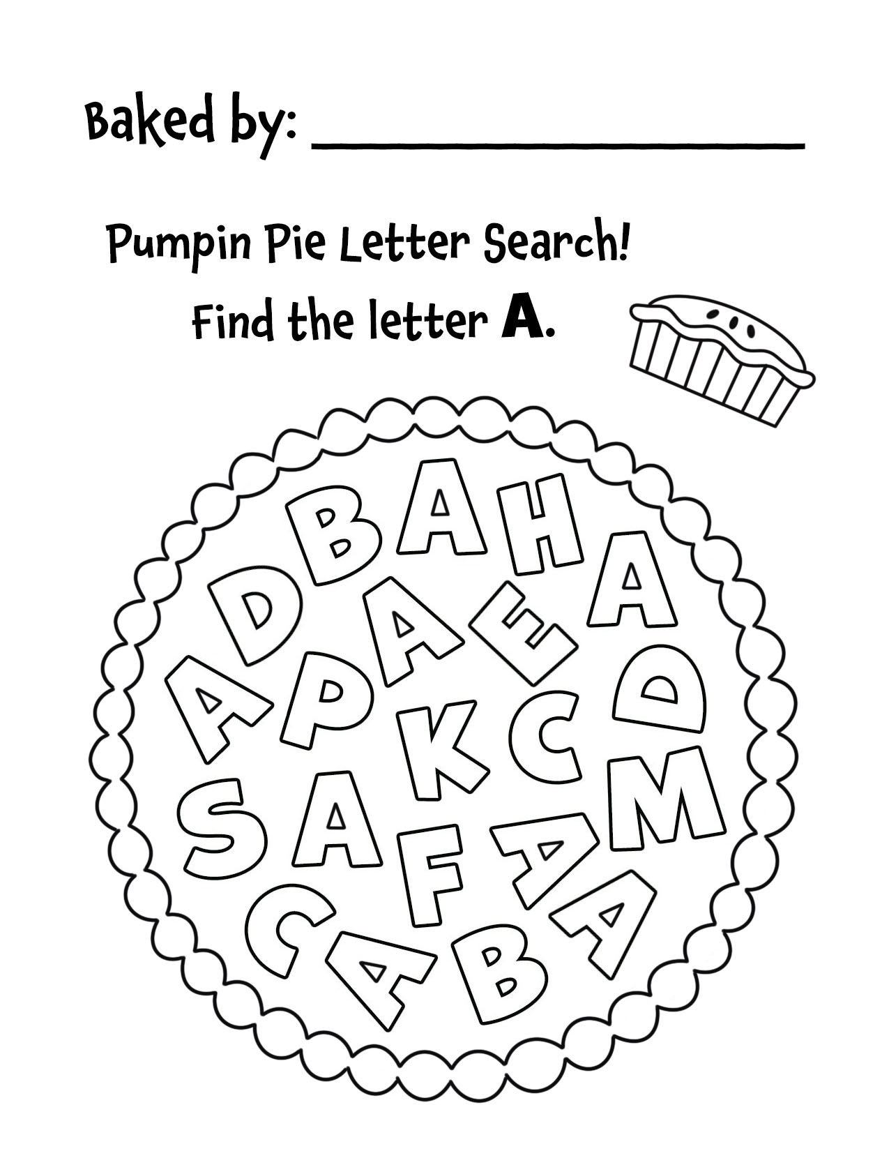 Free Pumpkin Pie Letter Search for Preschool! ⋆ The Hollydog Blog