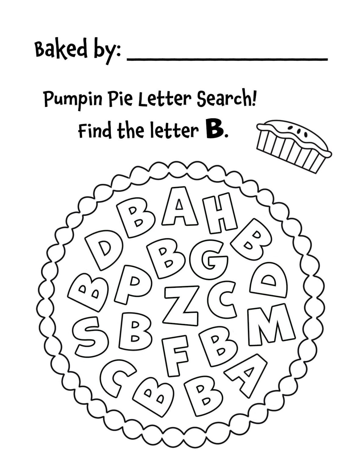 Free Pumpkin Pie Letter Search for Preschool! ⋆ The Hollydog Blog