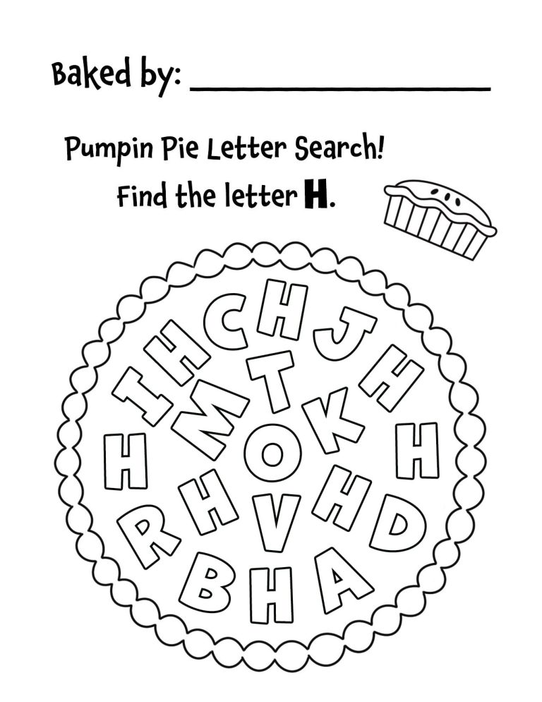 Free Pumpkin Pie Letter Search for Preschool! ⋆ The Hollydog Blog