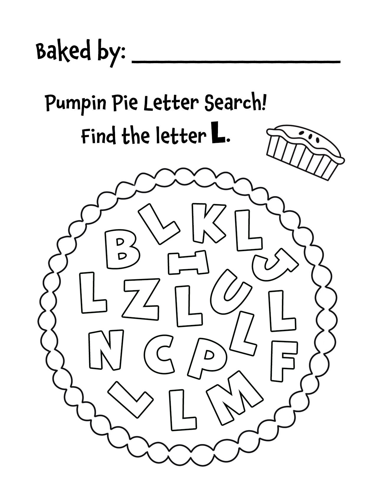 Free Pumpkin Pie Letter Search for Preschool! ⋆ The Hollydog Blog