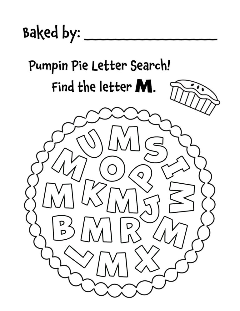 Free Pumpkin Pie Letter Search for Preschool! ⋆ The Hollydog Blog