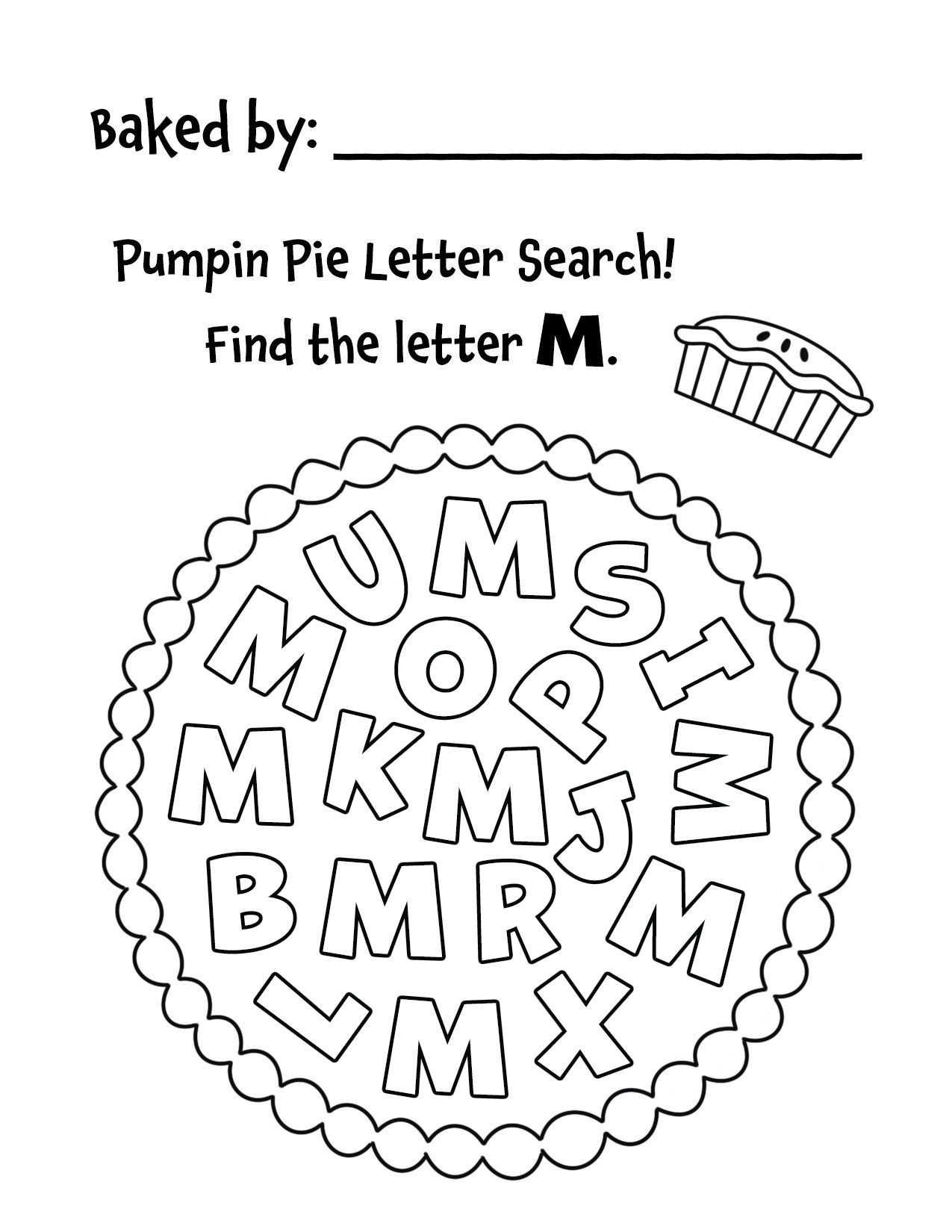 Free Pumpkin Pie Letter Search for Preschool! ⋆ The Hollydog Blog