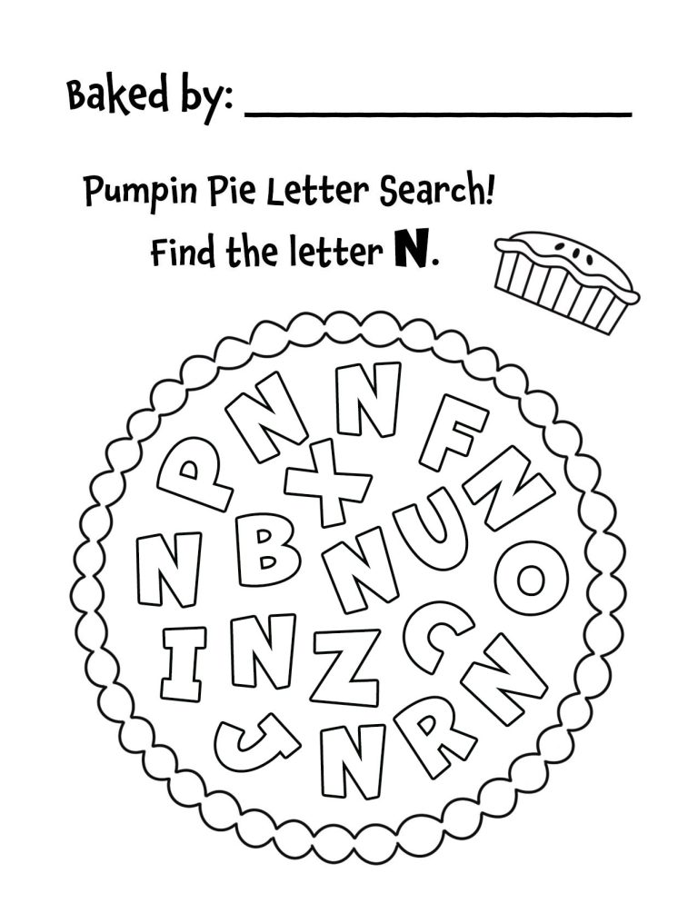 Free Pumpkin Pie Letter Search for Preschool! ⋆ The Hollydog Blog