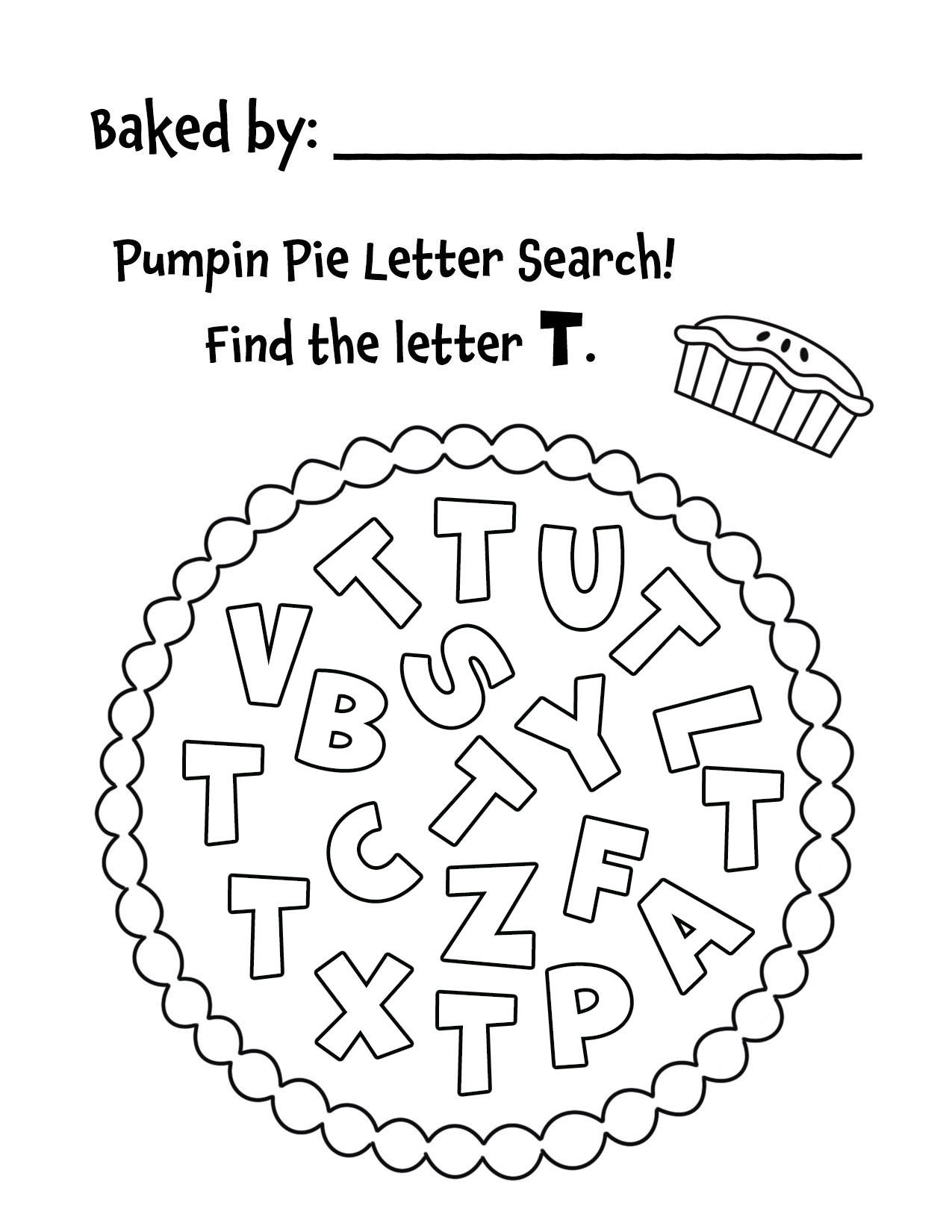 Free Pumpkin Pie Letter Search for Preschool! ⋆ The Hollydog Blog