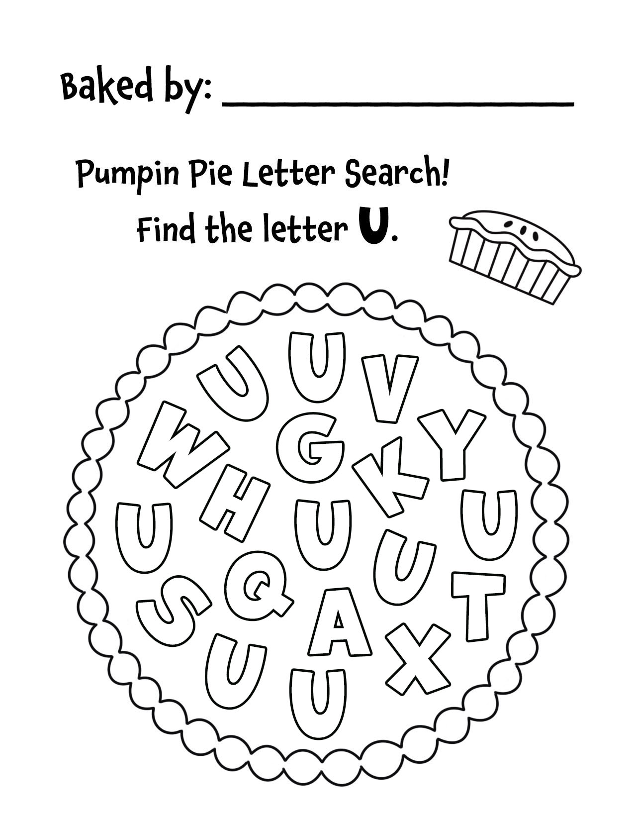 Free Pumpkin Pie Letter Search for Preschool! ⋆ The Hollydog Blog