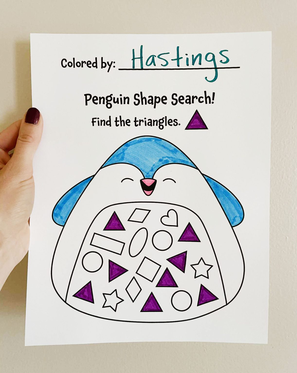 Free Penguin Shape Search Printables for Preschool (8 Shapes Included ...