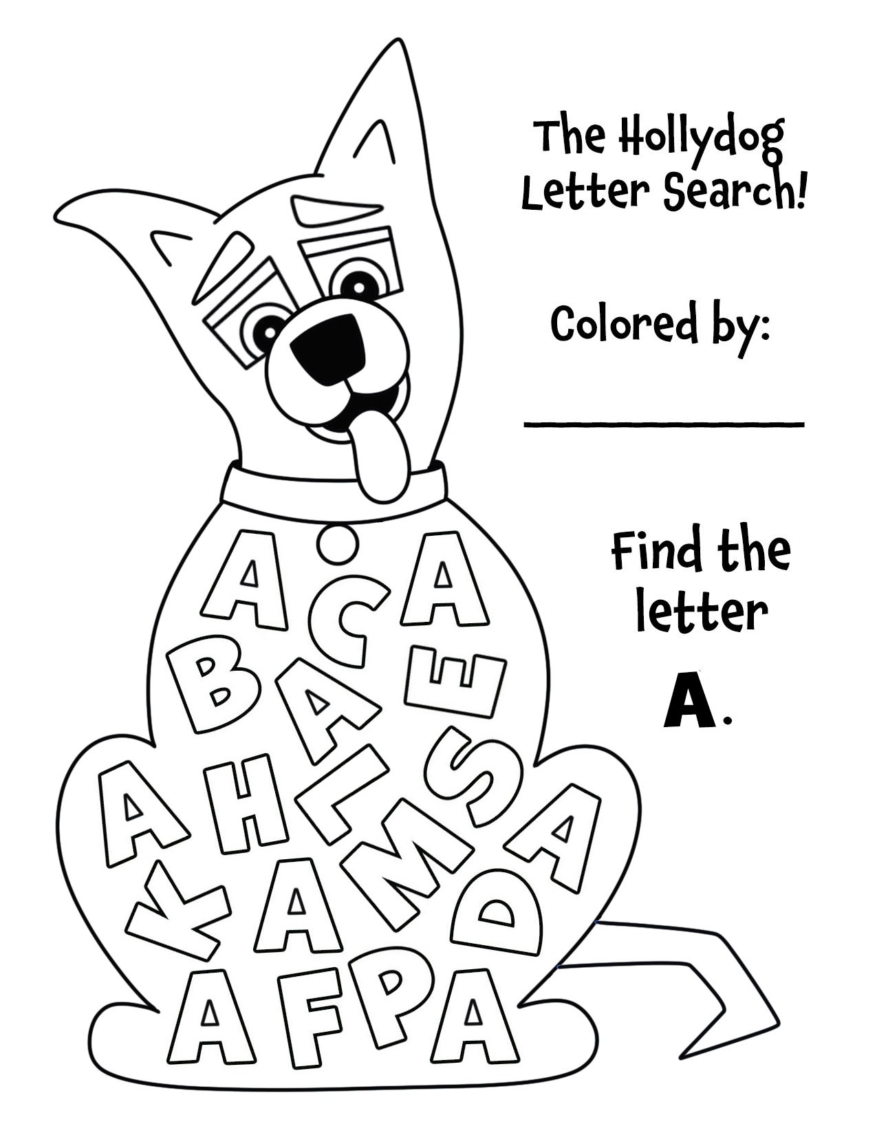 Free A–Z Hollydog Letter Search Worksheets for Preschool (26 Printable ...