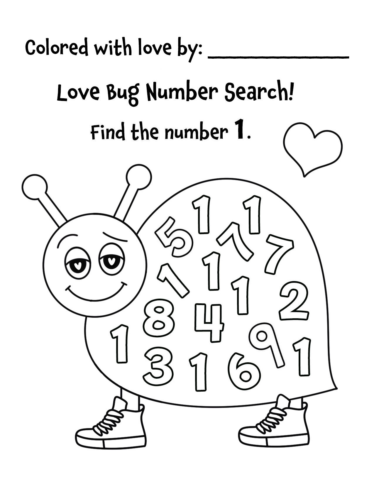 Free Love Bug Number Search Printables For Preschool! ⋆ The Hollydog Blog