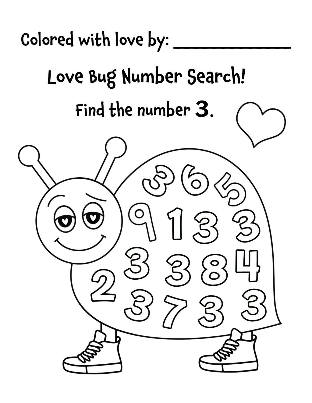 Free Love Bug Number Search Printables For Preschool! ⋆ The Hollydog Blog