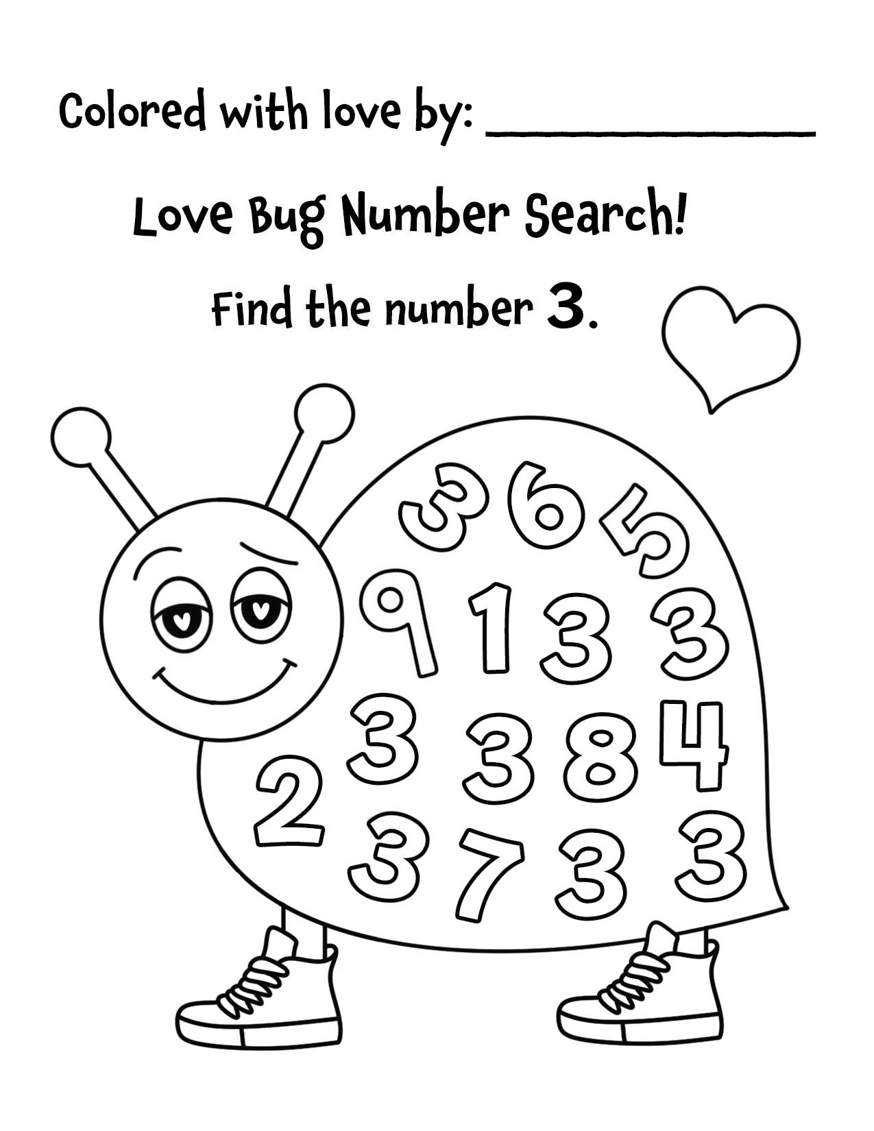 Free Love Bug Number Search Printables For Preschool! ⋆ The Hollydog Blog